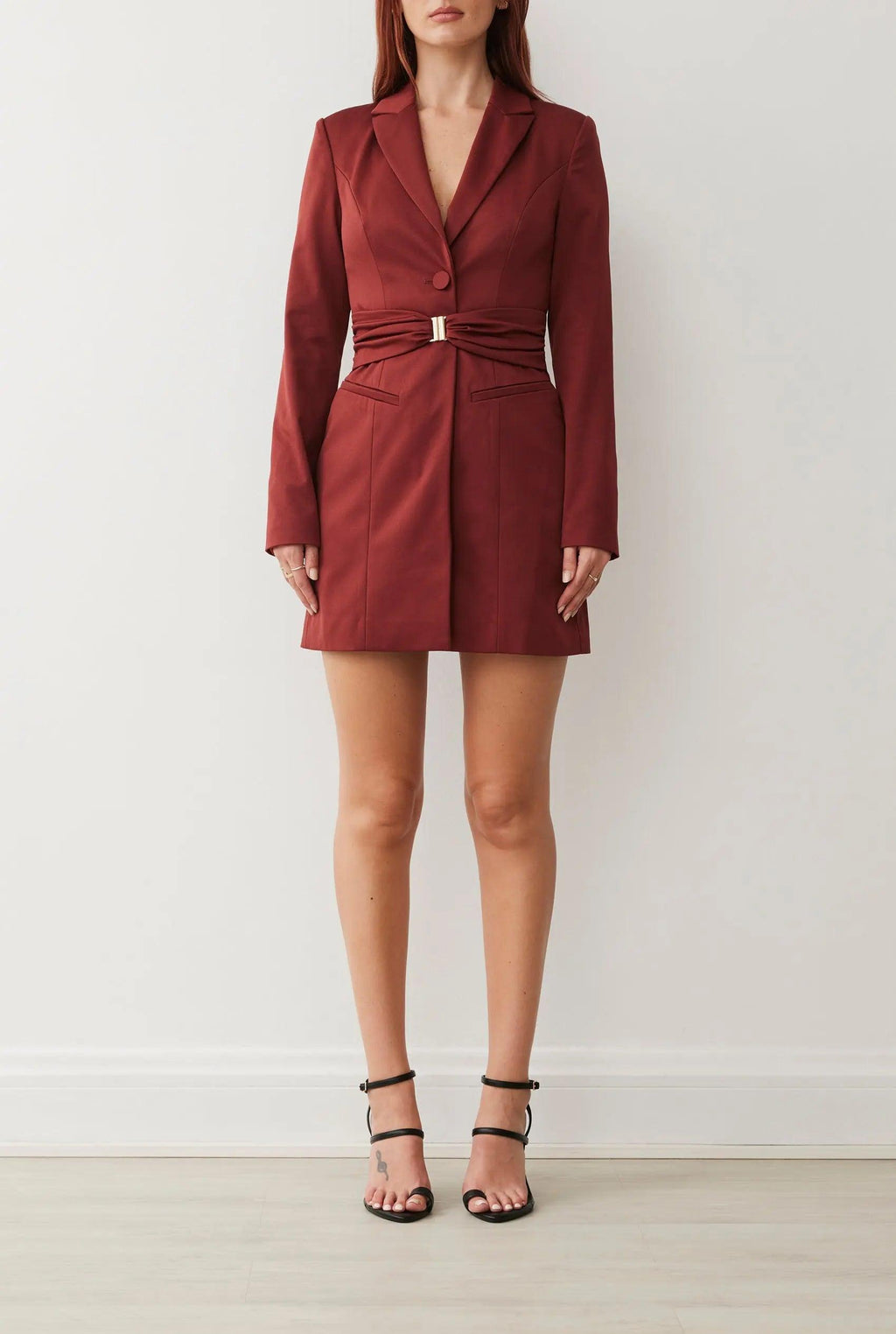 EVIE BLAZER DRESS IN CHESTNUT - BOSKEMPER
